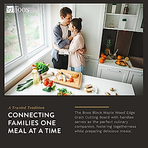 John Boos Block RAFR2418 Reversible Maple Edge Grain Cutting Board with Juice Groove and Chrome Handles, 24 Inches x 18 Inches x 2.25 Inches