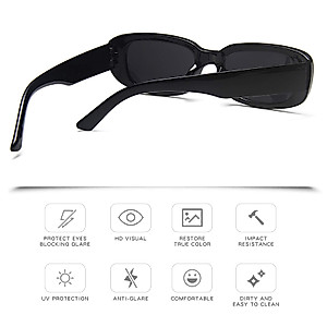 YQVIE 20 Pack Wholesale Black Rectangle Sunglasses for Men Women in Bulk 70s Retro Cheap Small Glasses for Party Supplies (20Black)