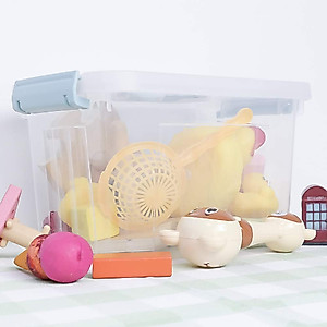 Pekky Plastic Storage Bin with Handle, Clear Latching Tote, 6 Quart, 6 Packs