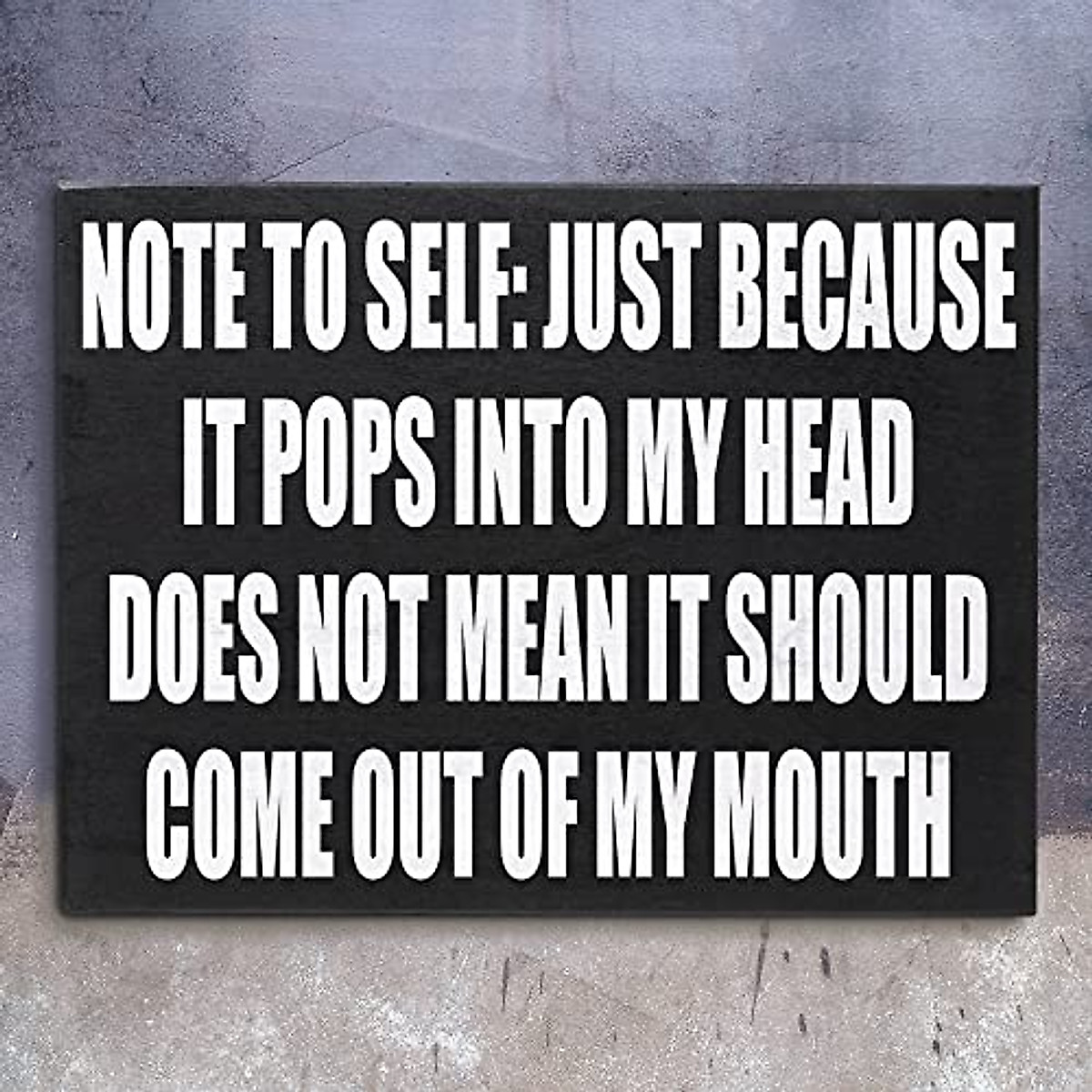 JennyGems Note To Self: Just Because It Pops Into My Head Wooden Sign, Funny Signs and Gifts, Sassy Table Decor and Wall Hanging, Desk and Coworker Decoration, Made in USA