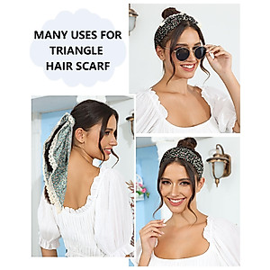 AWAYTR 3Pcs Hair Bandanas Head Kerchief for Women Girls Tie-Back Boho Hair Scarf Headband Bandana Triangle Head Scarf (Floral - Blue/Black/Yellow)