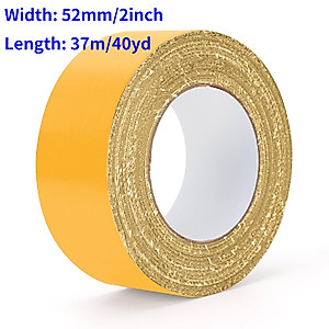 Yellow Duct Tape Heavy Duty Waterproof, 40 Yards X 2 Inch, 9 Mils Thickness Strong Adhesive Sticky, No Residue, Easy Tear by Hand for Home Repairs Indoor Outdoor Crafts Packing HVAC and Construction