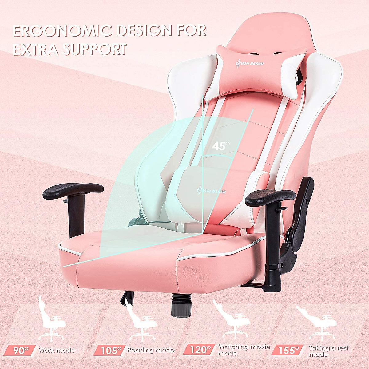 Blue Whale Massage Gaming Chair for Adults, 350LBS Office Chair with Retractable Footrest, Adjustable Armrest, Classic PU Leather Big and Tall Ergonomic Computer Chair