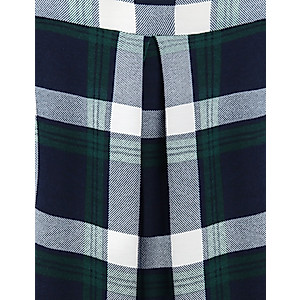 MOQIVGI Plaid Tops for Women Long Sleeve Button 3/4 Blouse Split V Neck Classic Tartan Patterned Sweatshirt Tunic Henley Boutique Shirts Blue Green Large