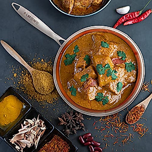 Almond 12 Inch Non-Stick Frying Pan with Lid - Copper Ceramic Fry Pans with Tempered Glass Lid & Stainless Steel Handle, Round Aluminum Saute Pan, Dishwasher and Oven Safe - 12 inches