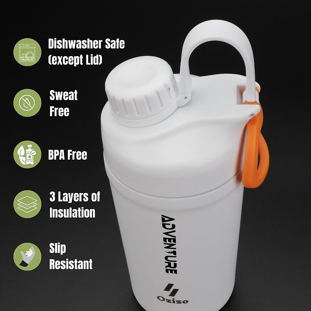 Ozizo Shaker Bottle, Insulated Stainless Steel Protein Shaker Bottle 20 oz, Insulated Shaker with Wire Whisk Ball Spring Mixer