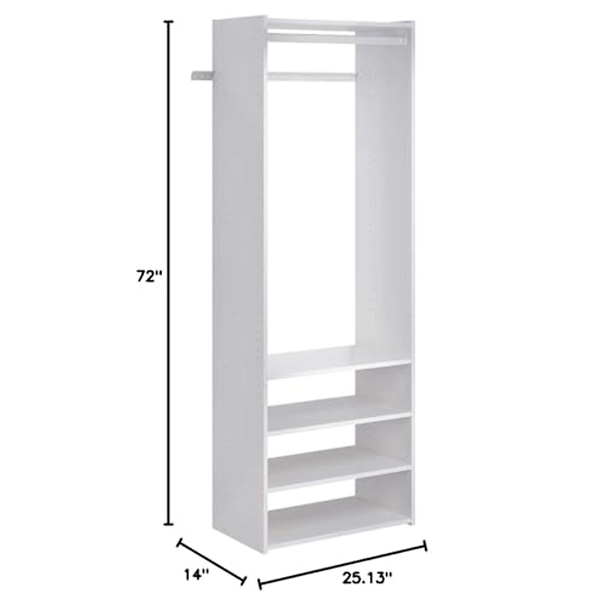 Easy Track PH34-WH Premium Tower Closet Storage Wall Mounted Wardrobe Organizer Kit System with Adjustable Shelves, Hanging Rod, and Hardware in White