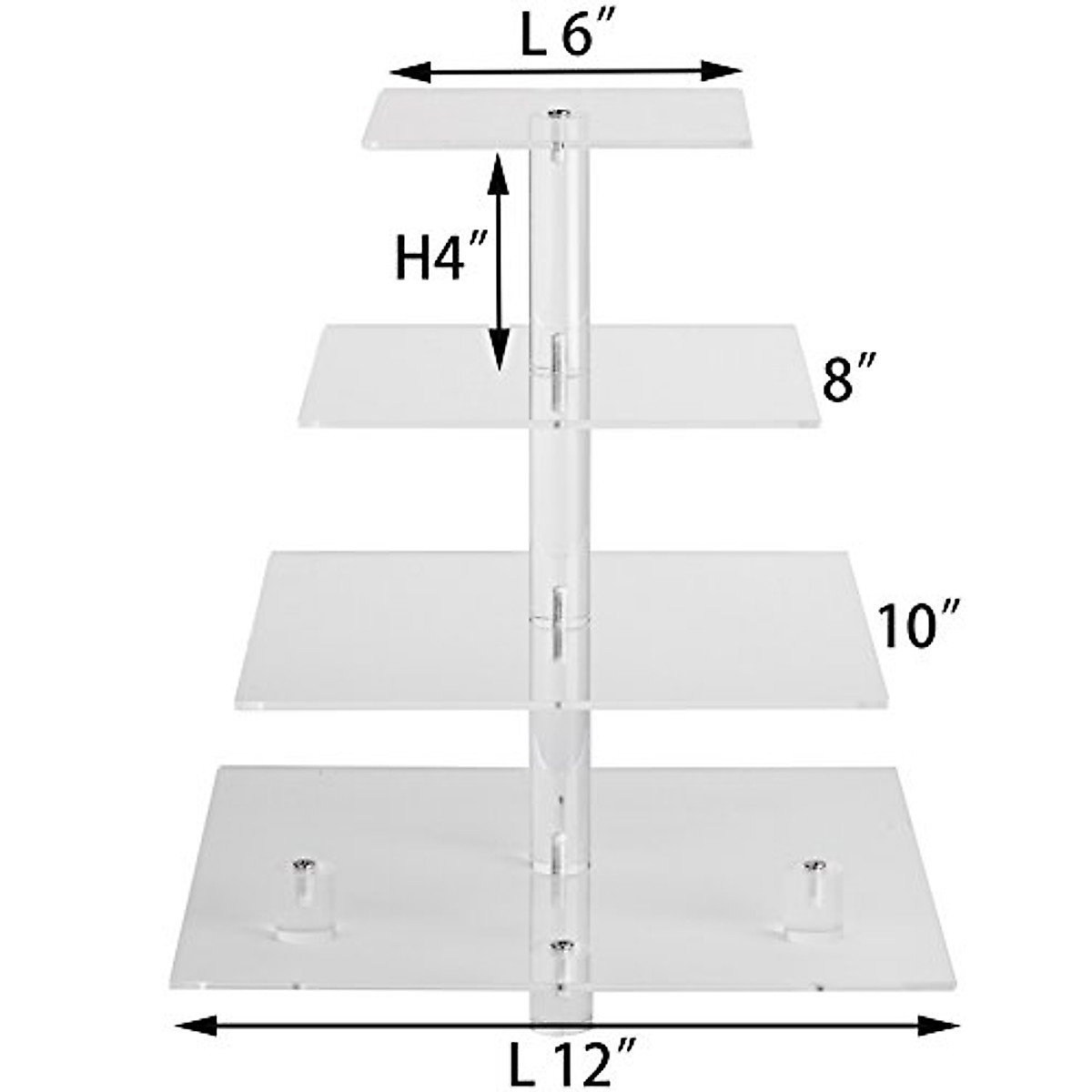YestBuy 4 Tier Cupcake Stand, Acrylic Cupcake Tower Stand, Premium Cupcake Holder, Clear Cupcake Display for 52 Cupcakes, Display for Pastry Wedding Birthday Party (4 Tier Square with Base)