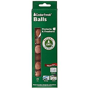 Cedar Fresh Household Essentials 24 Pack of Cedar Balls, 24-Pack, Brown
