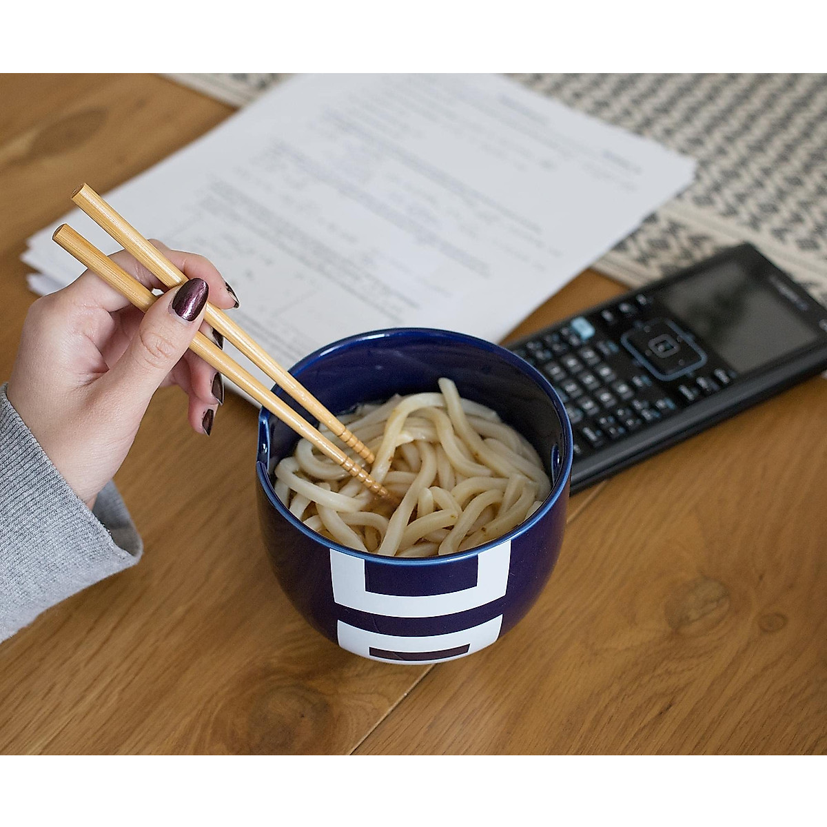 JUST FUNKY My Hero Academia U.A. High School Japanese Ceramic Dinnerware Set | Includes 16-Ounce Ramen Bowl and Wooden Chopsticks