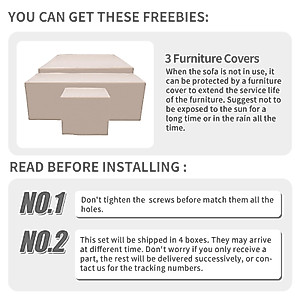 WAROOM 7 Pieces Patio Furniture Set PE Wicker Outdoor Brown Rattan Sectional Sofa Loveseat Couch Conversation Sets with Storage Bin Coffee Table and Propane Fire Pit, Anti-Slip Grey Cushion