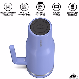 Hydrapeak Voyager 40 Oz Stainless Steel Tumbler with Handle, Insulated Water Bottle With Straw & Lid, Cupholder Friendly Reusable Travel Mug (Iris)