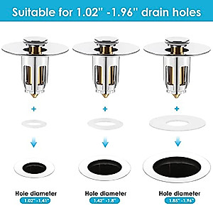 Drifop Universal Bathroom Sink Stopper, Pop-up Sink Drain Stopper, Sink Plug, Sink Strainer and Hair Catcher for 1.02-1.96” Bathroom Sink Drain Upgraded (Silver, 1 PCS)