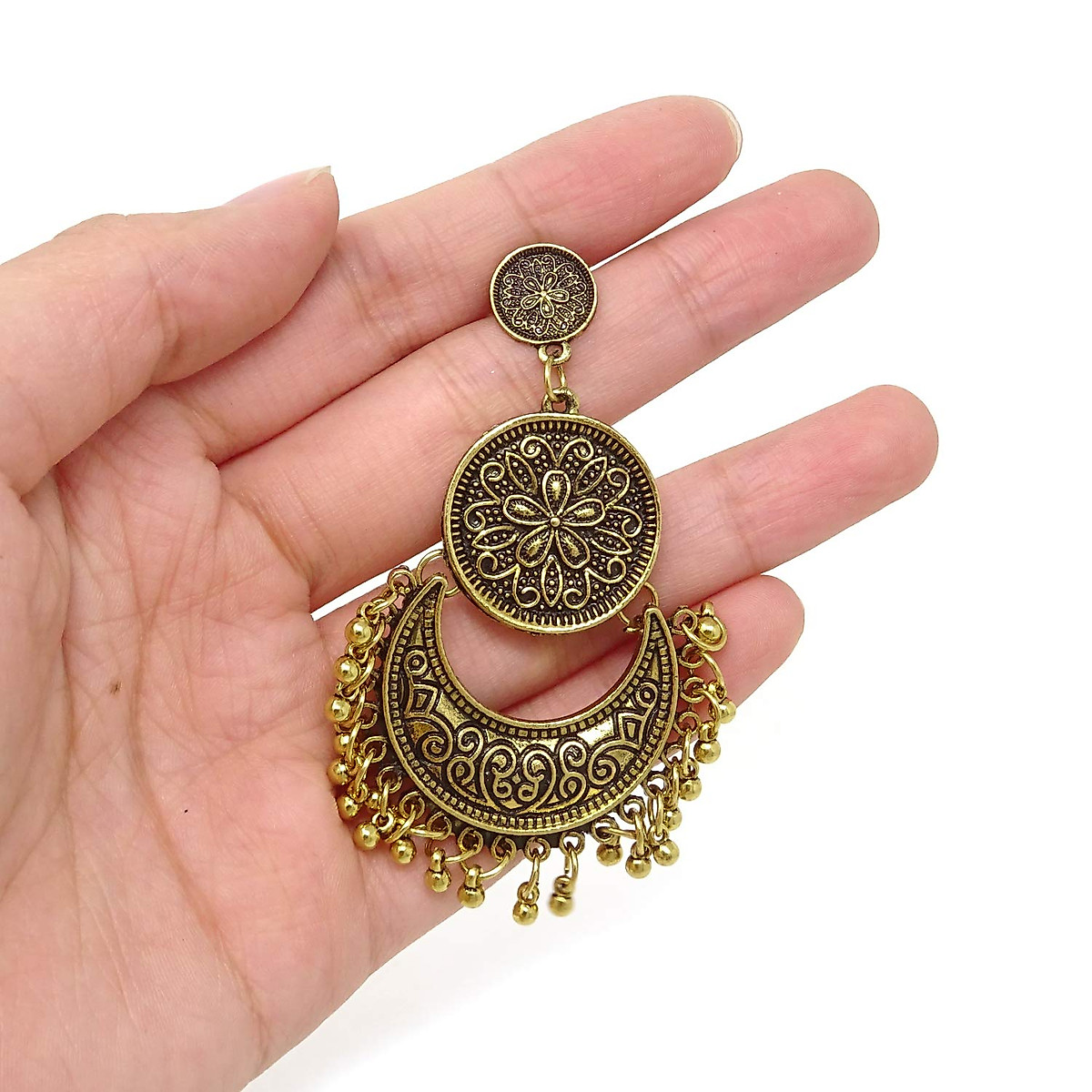 Honbay Bohemian Fashion Earrings National Style Retro Earrings Gypsy Dangle Earrings (Vintage Gold)
