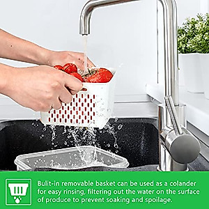 3 Pack Fruit Storage Containers for Fridge, Produce Saver Vegetable Container with Drain Colanders - Refrigerator Organizer for Lettuce Berry Keepers