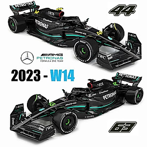 JODIYAAH 1/43 Bburago 1:43 Mercedes-AMG Petronas F1 Team W14 2023 44# Lewis Hamilton F1 63# George Russell Alloy Car Die Cast Model Collection Gift (W14 44#)