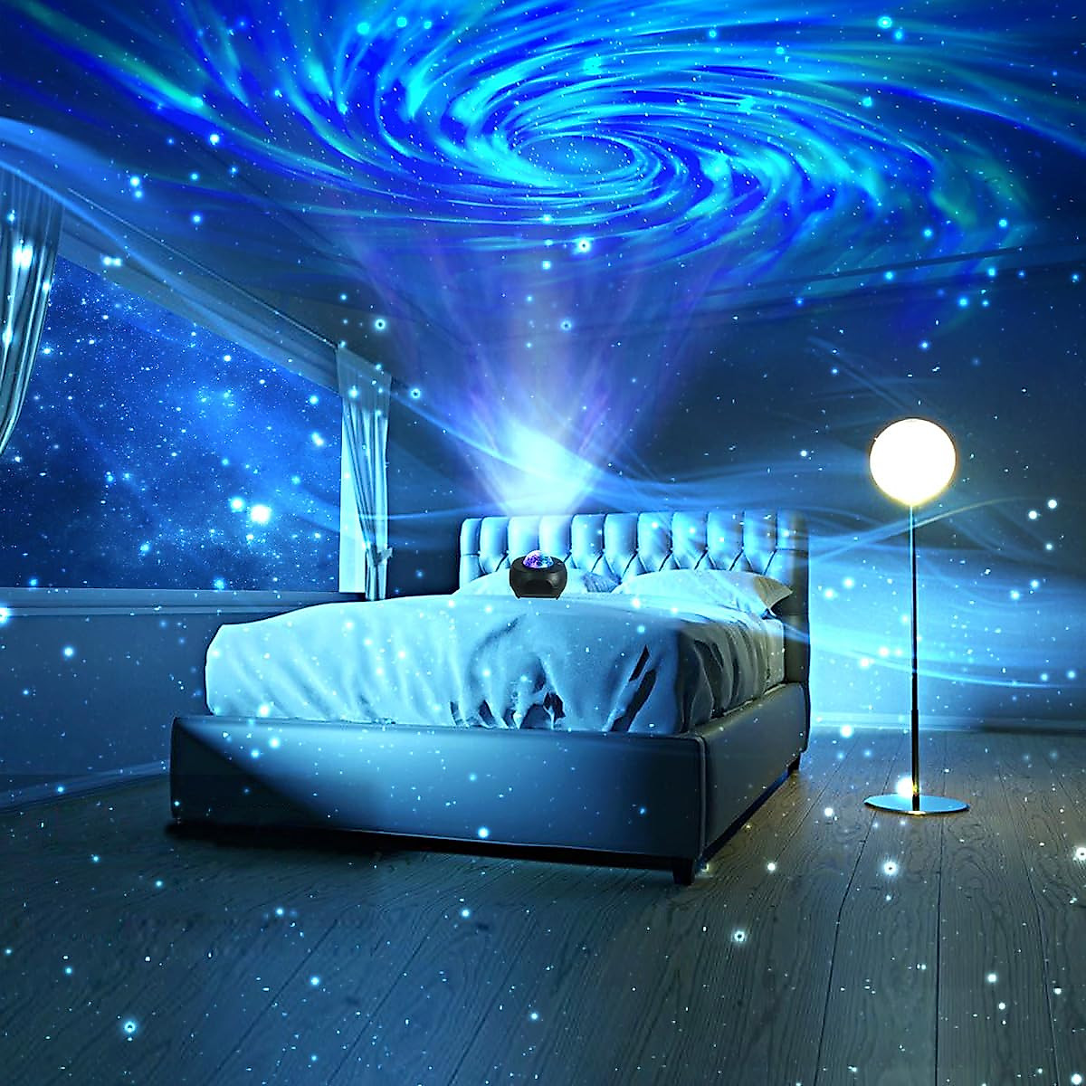 KisMee Galaxy Projector Night Light RGB Dreamy Colors Nebula Rotate Lazer Star Projector Remote Control for Bedroom Deco Birthday Party Christmas Gift… (Black Hole)