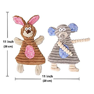 Comtim No Stuffing Dog Toys with Squeaker, Durable Dog chew Toys No Stuffing Squeaky Dog Toys for Small Dogs and Puppies, Rabbit & Elephant