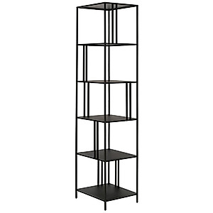 Henn&Hart 18" Wide Rectangular Bookcase in Blackened Bronze, for Home Office, Living Room