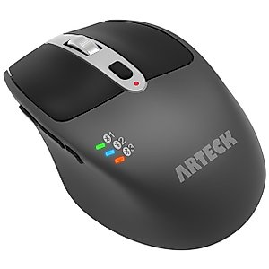 Arteck Multi-Device Wireless Bluetooth Mouse Ergonomic Silent Clicking Backward Forward for Desktop PC Laptop Mac iPad Build in Rechargeable Battery