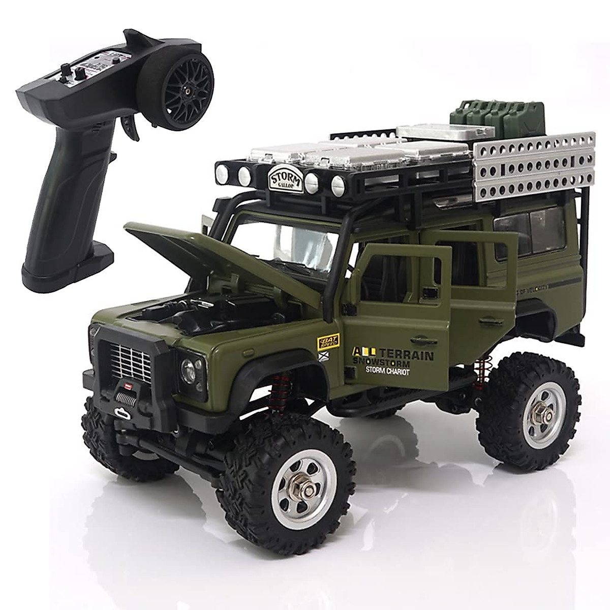 QIYHBVR Remote Control Monster Truck, 2.4Ghz 4WD Off Road Rock Crawler Vehicle, 1:28 All Terrain Rechargeable Electric Toy Xmas Gift for Kids Adults