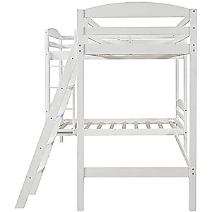 STP-Y Twin Over Twin Bunk Bed with 2 Ladders, Twin L-Shaped Bunk Bed and Loft Bed with Full-Length Guardrail, 3 Solid Wooded Bed Frames for Kids (White)
