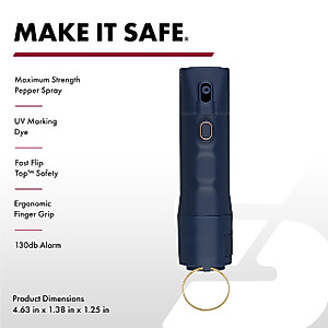 SABRE 2-in-1 Pepper Spray + Personal Alarm, Alert & Defend with One Press or Use Alarm Only, Fast Flip Top Safety with Finger Grip & Tuck-Away Keyring, Maximum Police Strength, UV Marking Dye & 130dB