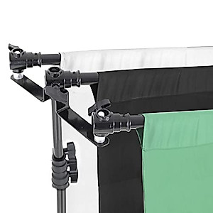 LOMTAP Double Crossbar Mount Backdrop Stand for Parties Triple Mounting Brackets Hardware Set for Photography Wedding Decorations (2 Pack) （CrossBars Not Included, Only Mount）