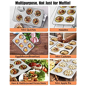TeamFar Muffin Pans for Baking, Cupcake Pan Tray Set for Making Cakes Cornbread Quiche and More, Healthy & Non Toxic, Oven & Dishwasher Safe - Set of 2