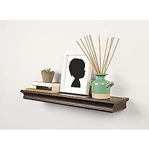 HIGH & MIGHTY Decorative Floating Shelf Holds up to 15lbs Easy Tool-Free Dry Wall Installation, 18", Espresso