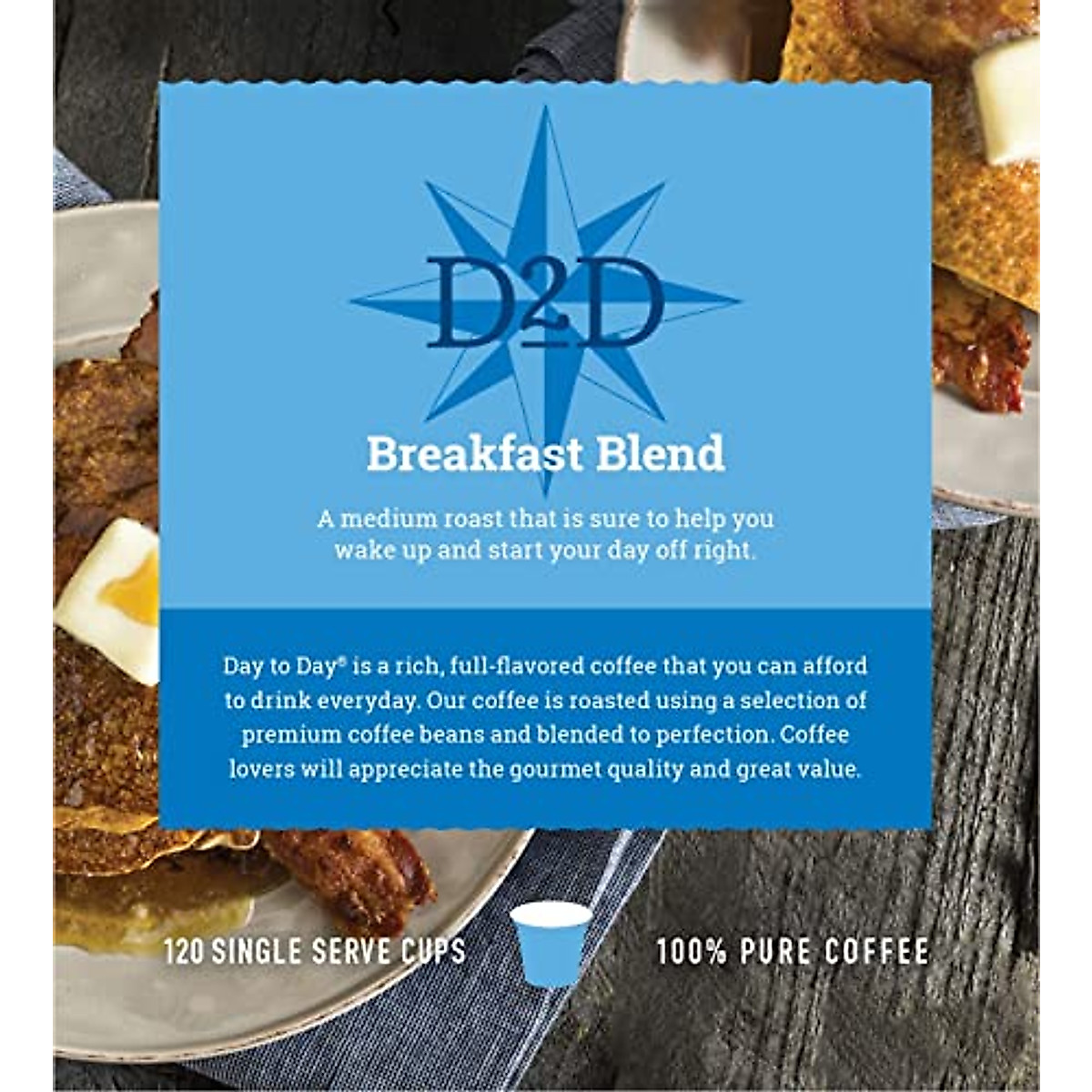 Day To Day 120-Count Breakfast Blend, Medium Roast Single Serve Coffee Pods for K-Cup Keurig Brewers