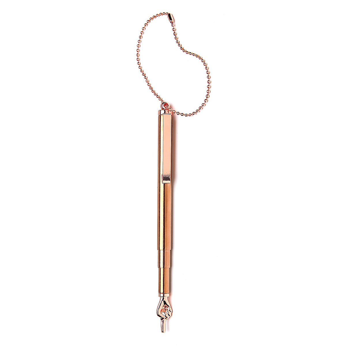 Torah Book Scalable Extendable Hand Pointer with Pocket Clip 14 CM Scalable to 27 CM Plus Steel Bead Chain Great Bar Bat Mitzvah Gift (Rose Gold)