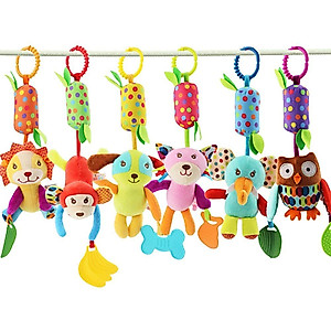 BornCare Baby Crib Hanging Plush Toys with Rattle c-Clip, with teether 0 to 24 mths