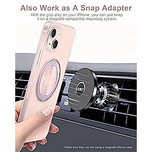 EWA Magnetic Phone Grip and Stand with Silicone Finger Strap for Magsafe, Ring Holder Adjustable Kickstand Loop, Only for iPhone 13, 12 Pro/Pro Max/Mini (MG201-RoseGold)