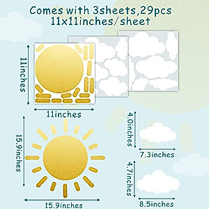 Sun Wall Decal White Cloud Wall Decals Nursery Wall Decor Kids Wall Decals Peel and Stick Wall Stickers Clouds for Ceiling Vinyl Wall Decals for Kids Baby Children's Bedroom Playroom Decor