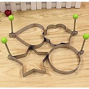 Kitchen Stainless Steel Fried Egg Mold Heart Pancake Mould Mold Ring Cooking Fried Egg Shaper,Set of 4