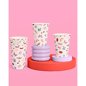 xo, Fetti Eras Party White Paper Cups | 24 Disposable 12 oz Cups | Concert Party Drinkware, Bachelorette Decorations, Birthday Tableware, Bridesmaid Supplies