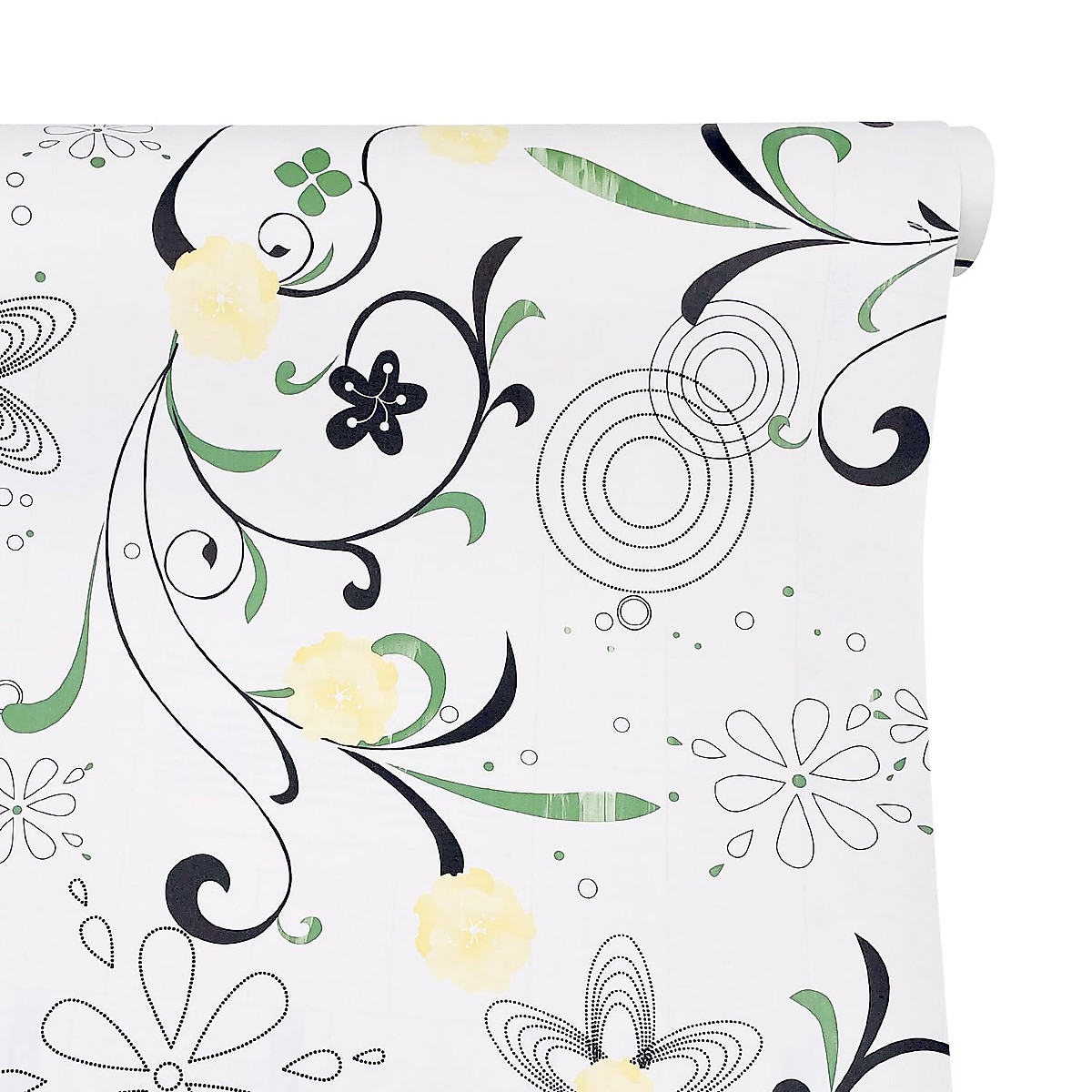 Yifely Yellow Blooms Furniture Paper Decorative Shelf Drawer Liner Self-Adhesive Storage Locker Decor 17.7 Inch by 9.8 Feet