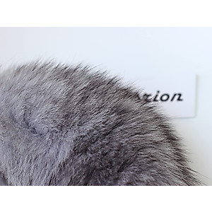 Sky Blue Elegance: Natural Silver Fox Tail Keychain Pendant