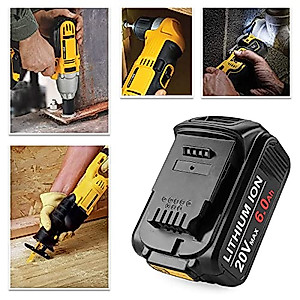 Energup 2Pack 6.0Ah Replacement Dewalt 20V MAX XR Battery + DCB118 Charger DCB107 DCB105 DCB101 DCB115 for Dewalt 20V Battery DCB204 DCB206 DCB180 DCD985B DCB200 DCD/DCF/DCG Dewalt 20V Battery