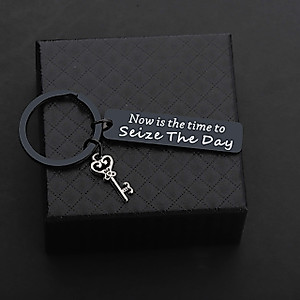 TIIMG Newsies Inspired Gift Now Is The Time To Seize The Day Musical Theatre Keychain Newsies Gift Broadway Musical Gift (seize to day black)