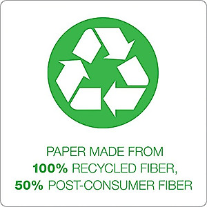 Ampad 100% Recycled Perforated Ruled 50 Sheet 8 1/2 x 11 3/4 Inch White Pads 12 Pack (20-172)