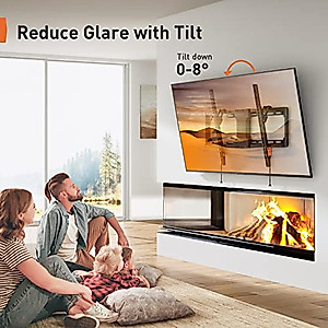 Perlegear Tilt TV Wall Mount for Most 37-75 inch TVs up to 132 lbs, Low Profile Tilting TV Mount Wall Bracket for Flat or Curved TVs, Fits 24”/18”/16” Studs, Max VESA 600x400mm, UL-Listed, PGLT2