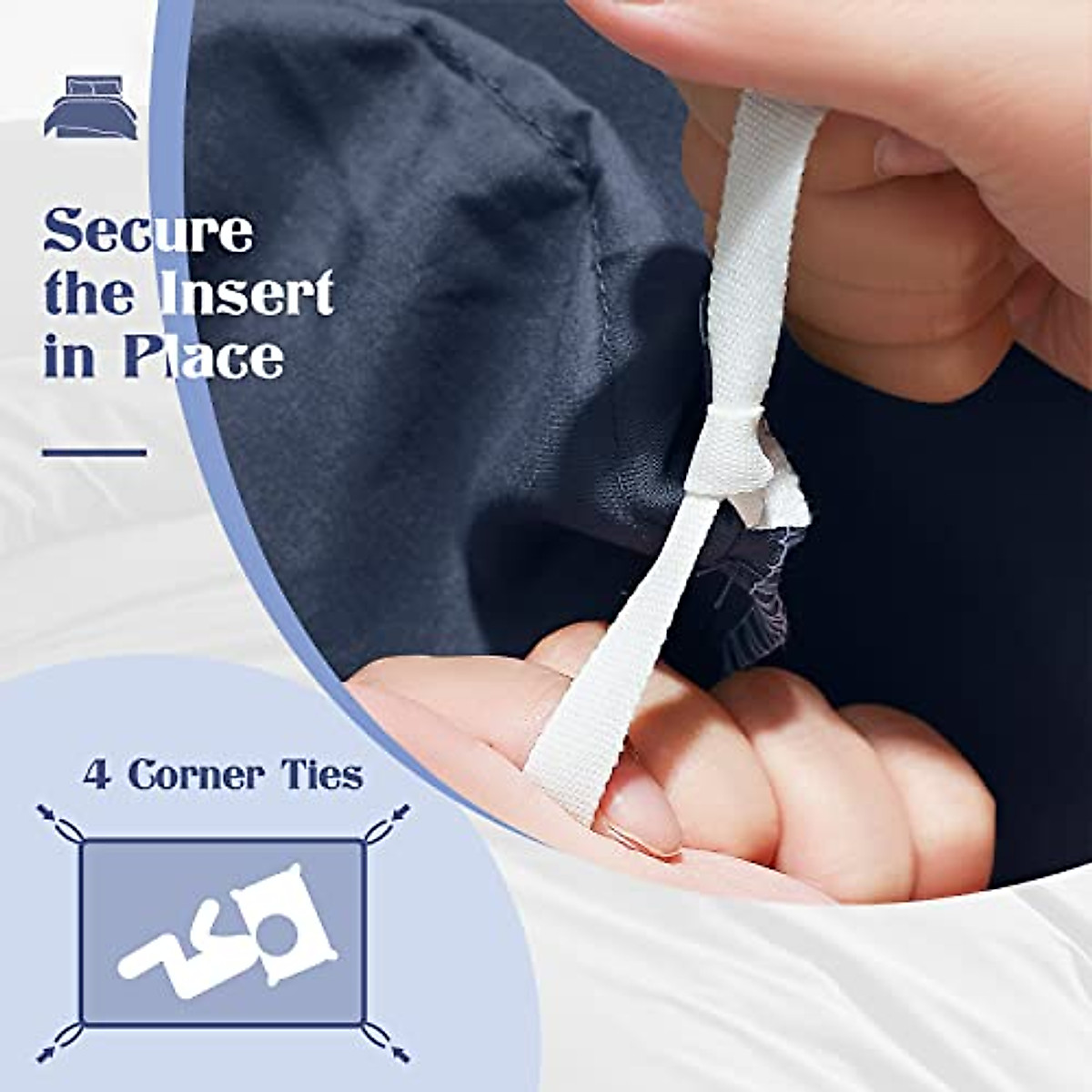 Yastouay Duvet Cover Set Twin Size Soft and Comforter Duvet Cover 100% Washed Microfiber Duvet Covers with Zipper Closure and Corner Ties Bedding Cover Set (68x90 inches, Navy Blue)