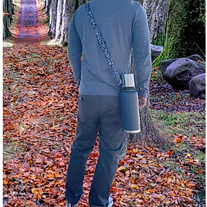 One MissionX Bottle Sling for YETI Rambler, Shoulder Strap Carrier for 64oz 46oz 36oz 26oz 18/12oz Water Bottles, Durable Accessories for Walking & Hiking (Black Camo, Rambler 12 18 26 36 46 64 oz)