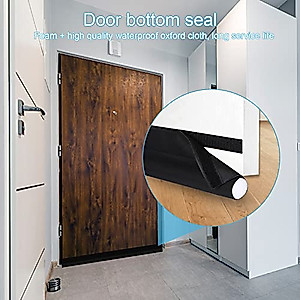 Door Draft Stopper, 37" Under Door Draft Stoppers, Adjustable Door Draft Blocker Bottom for Soundproof, Isolating Hot and Cold Air, Dust, Smoke, Wind and Breeze (Black, 1 Pack)