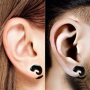 BIG GAUGES Pair of Black Acrylic Solid Spiral Coil Taper O-rings Piercing Jewelry Ear Plug Stretching Expander Earring (A002.3:Acrylic, 00 g 10 mm (2pcs))