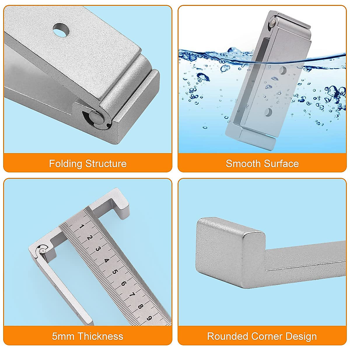 WaaWee 5Pcs Folding Coat Hooks, Wall Hanging Hooks - Aluminium Alloy Folding Clothes Hook, Foldable Aluminum Alloy Single Towel Hook ​for Bathroom, Bedroom and Fitting Room (Frosted Silver