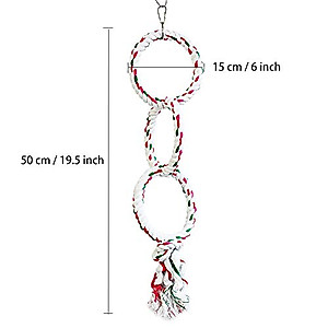 LeerKing Bird Perchs for Parrots, Conures,Cockatiels, Parakeets, Rope Perches for Bird Cages, Colorful Rope Chewing Swings Toys