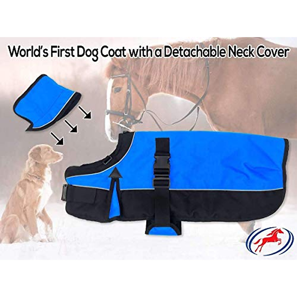 Derby Originals Ruff Pup 1200D Ripstop Waterproof Reflective Winter Dog Coat with Neck Cover and Harness Compatible Opening 220G - 17